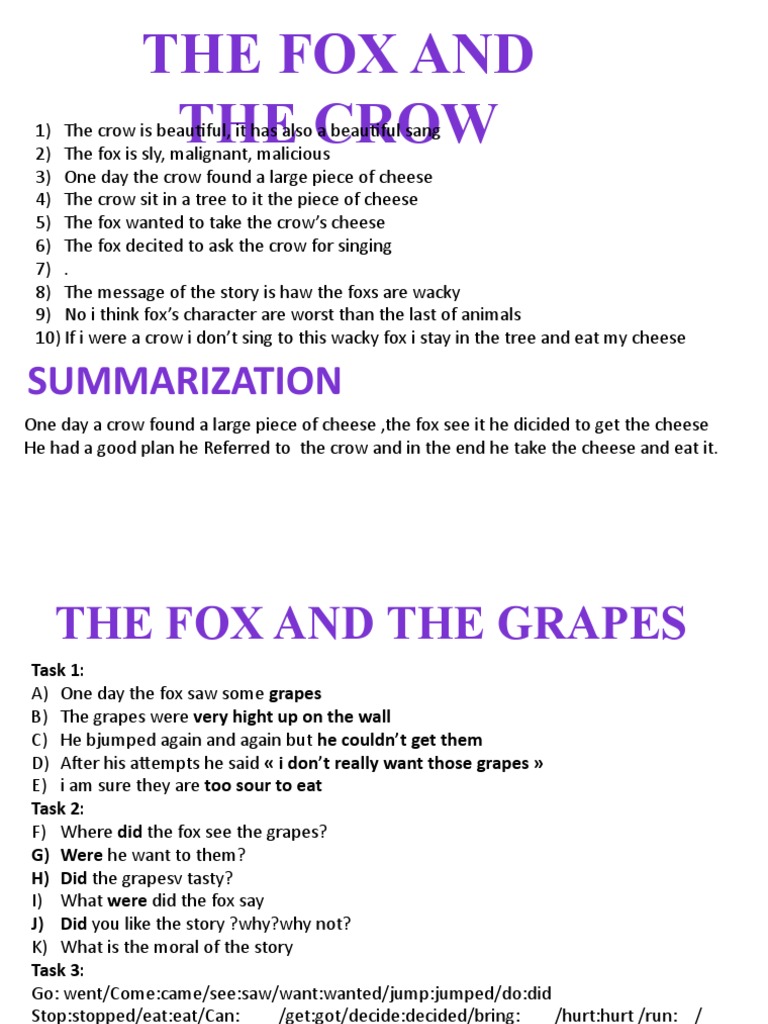 The Fox and The Crow: Summarization | PDF