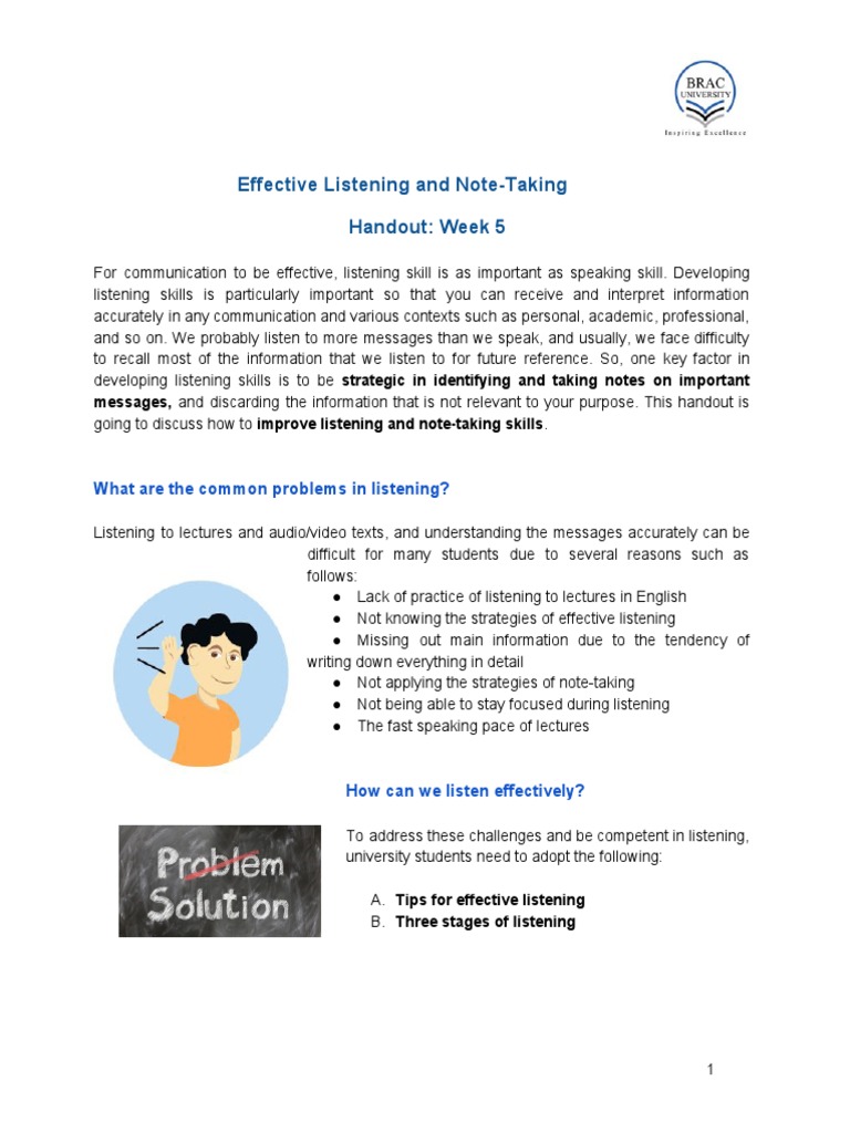 Enhancing Listening and Note-Taking Skills | PDF | Lecture ...