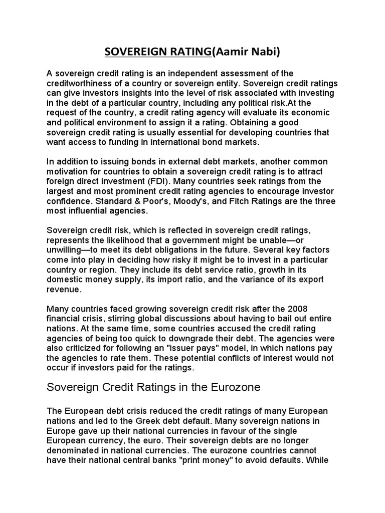 Sovereign Rating (Aamir Nabi) : Sovereign Credit Ratings in The ...