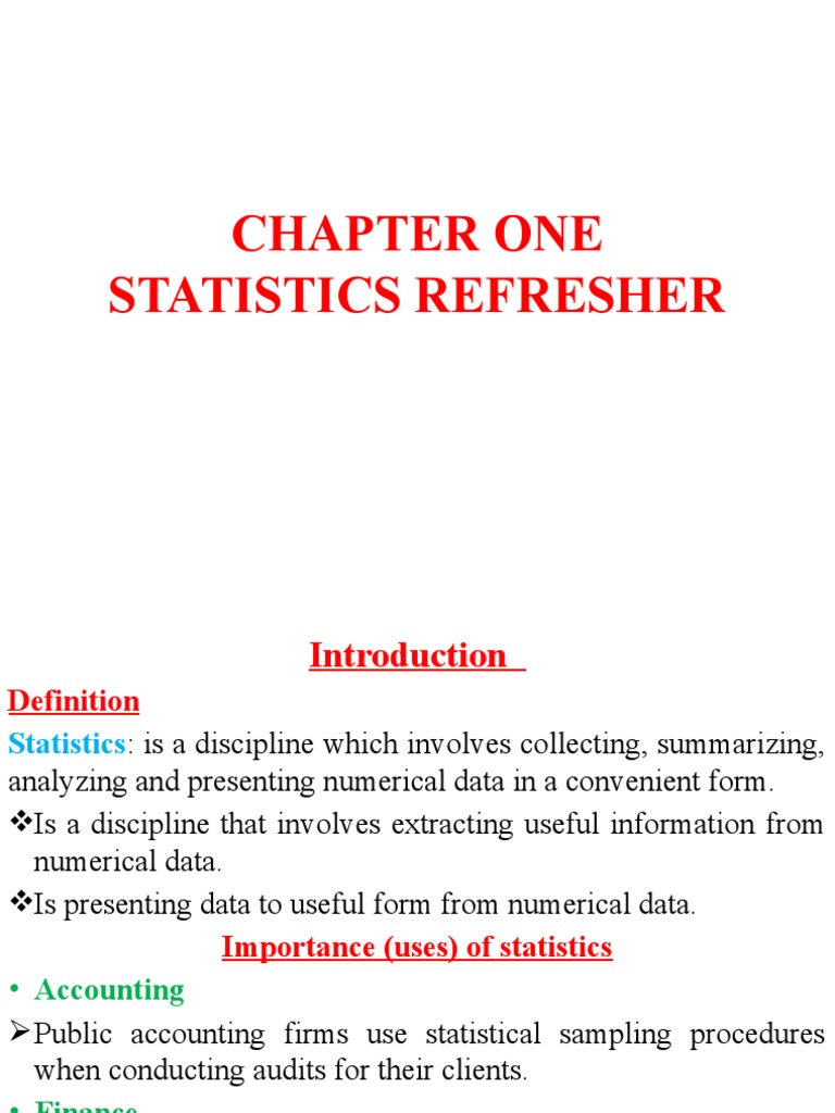 Statistics Refresher Overview | PDF | Teaching Methods & Materials