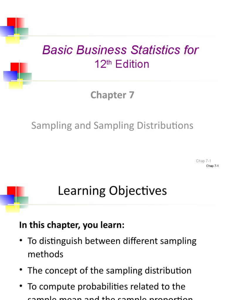 SAMPLING & SAMPLING DISTRIBUTION EDITED ch07 | PDF | Standard Error | Sampling (Statistics)