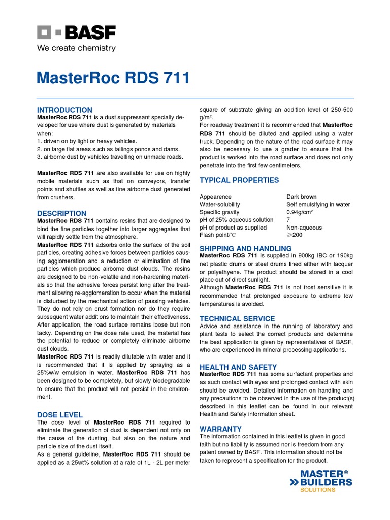 MasterRoc RDS 711 TDS EN PDF | PDF