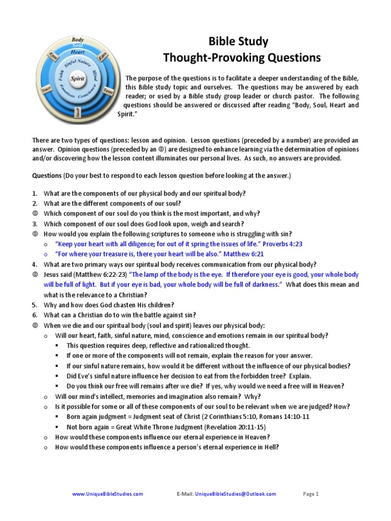 Bible Study Thought-Provoking Questions | PDF | Religion & Spirituality