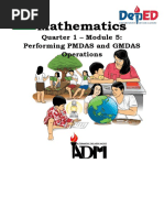 Learning Activity Sheet Mathematics 5 - PMDAS and GMDAS Rule | PDF | Bracket | Arithmetic