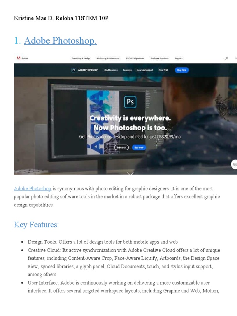 Adobe Photoshop.: Key Features | PDF