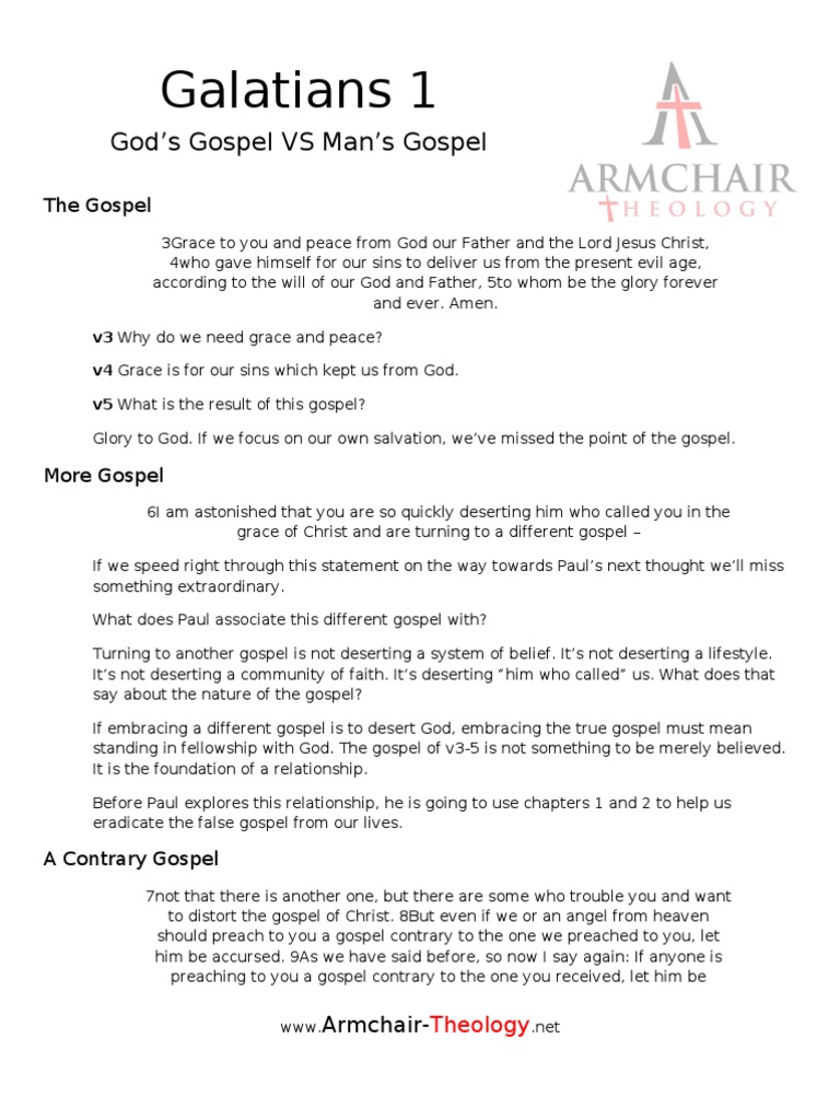 Galatians 1 Study Outline | The Gospel | Paul The Apostle