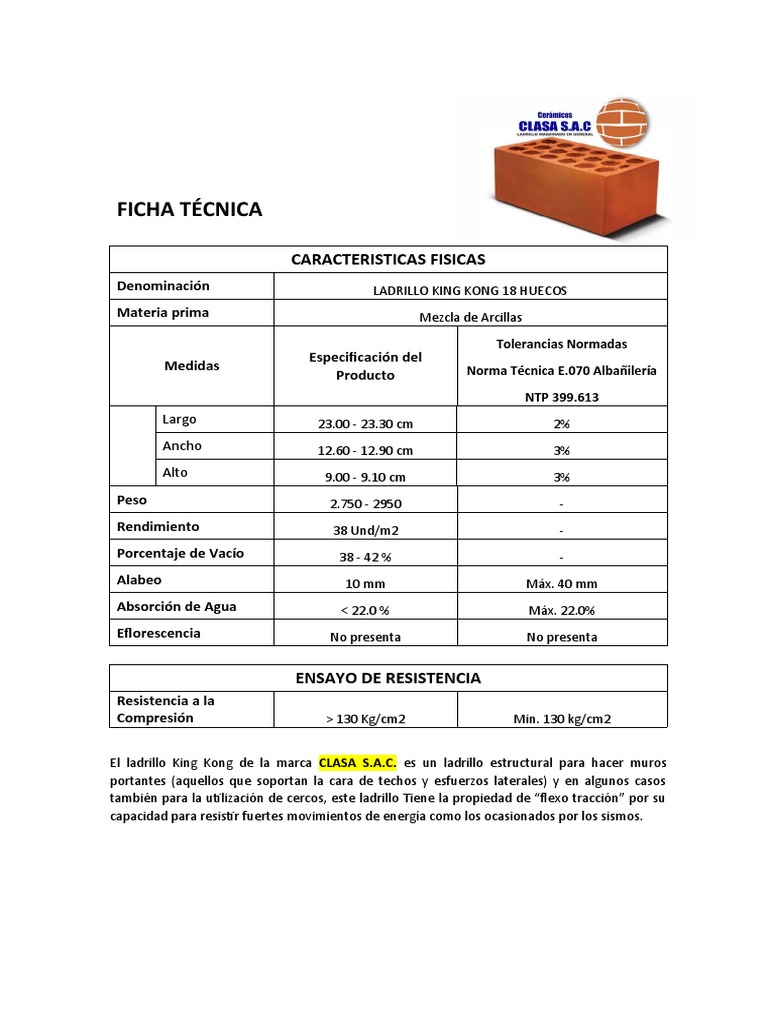 Ficha Técnica Ladrillo | PDF