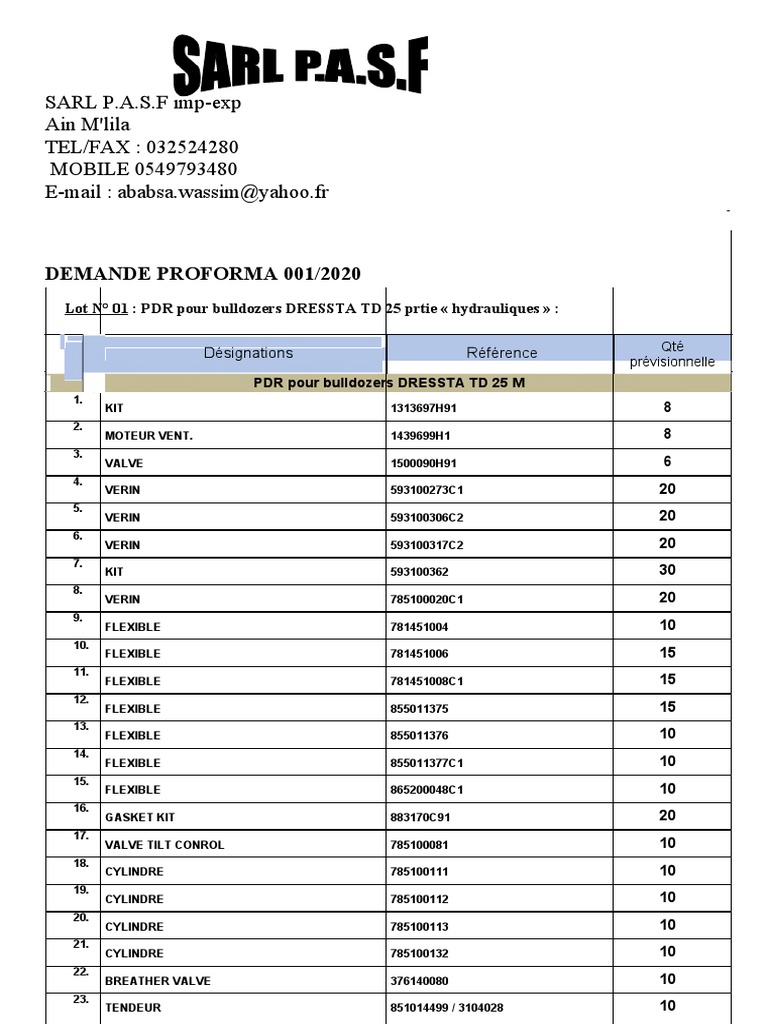 Proforma 001-2020 | PDF | Clutch | Manufactured Goods