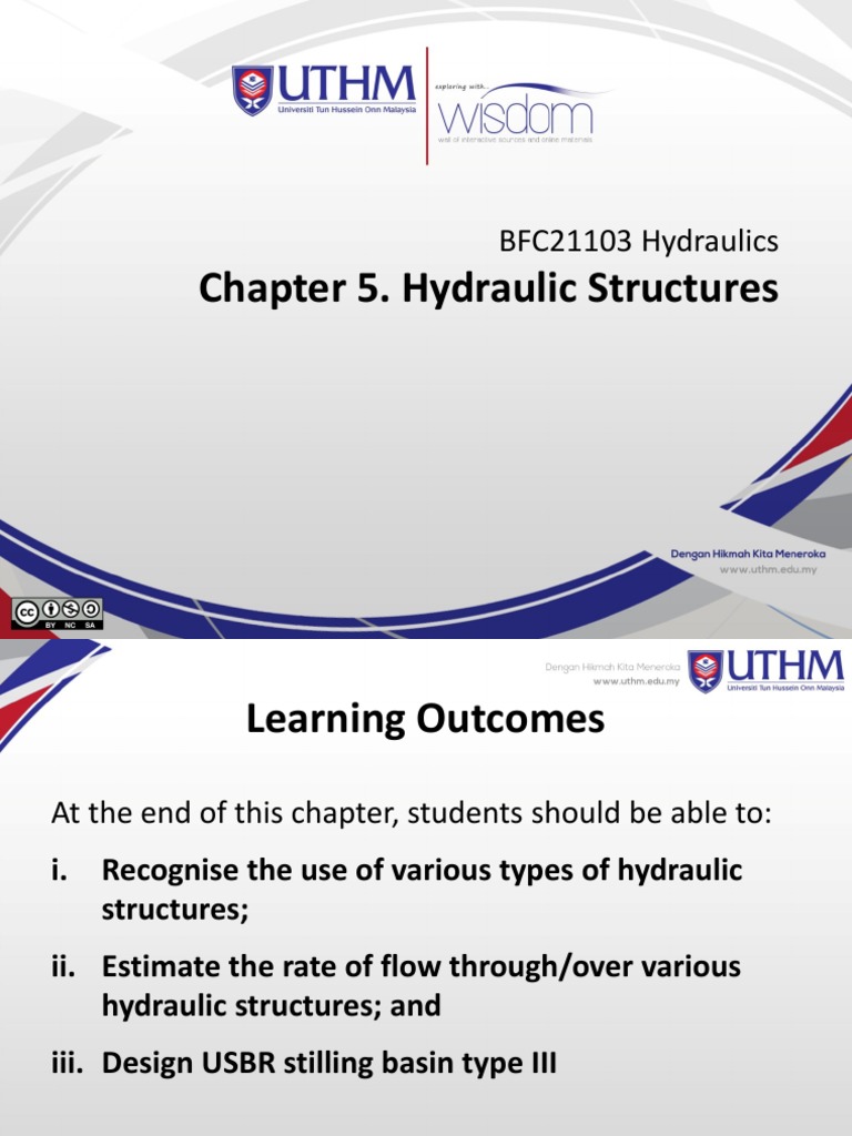 Chapter 5. Hydraulic Structures: BFC21103 Hydraulics | PDF | Spillway | Dam