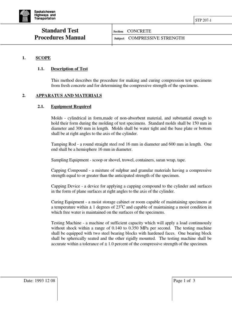 Standard Test Procedures Manual: 1. Scope 1.1. Description of Test ...