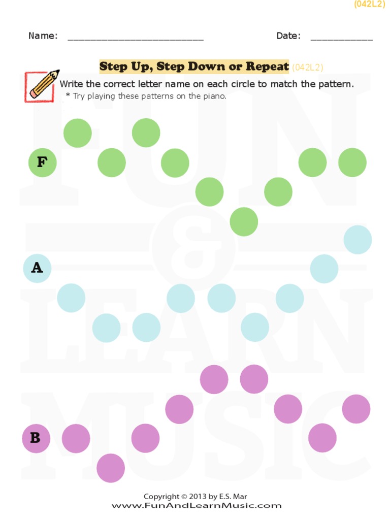 042 - Music Worksheet - Step Up, Down & Repeat | PDF