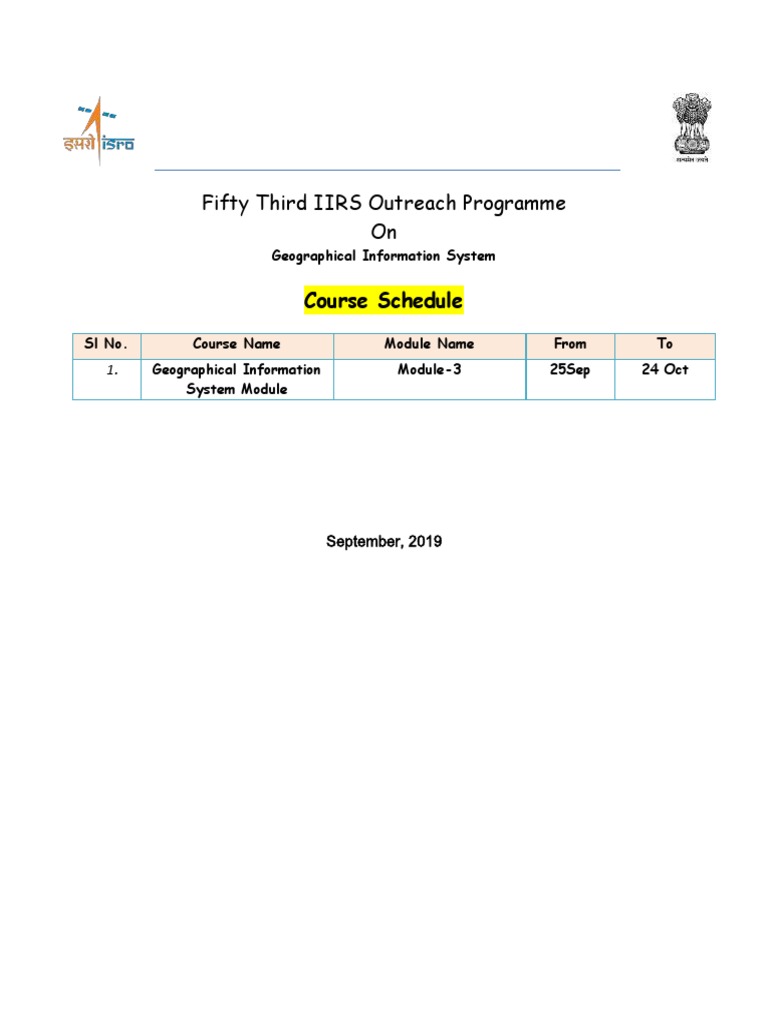 53rd Course - Revised Schedule GIS | PDF | Geographic Information ...