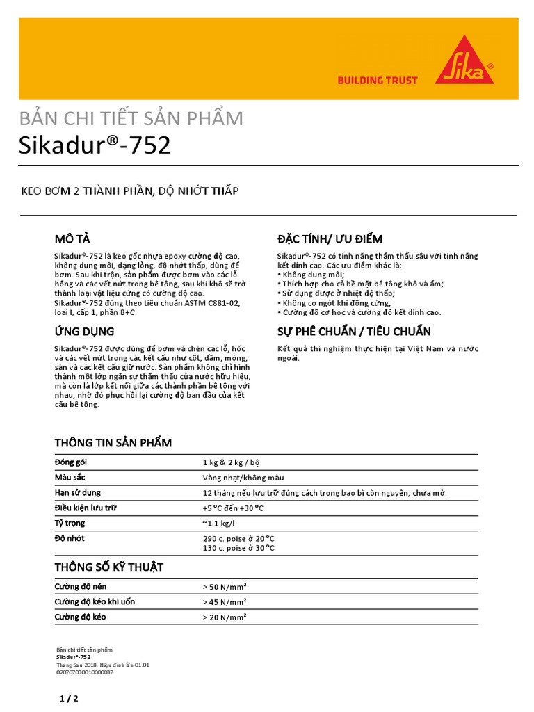 Datasheet Sikadur 752 PDF | PDF