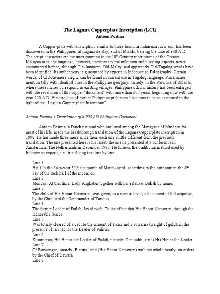 The Laguna Copperplate Inscription | PDF | Philippines