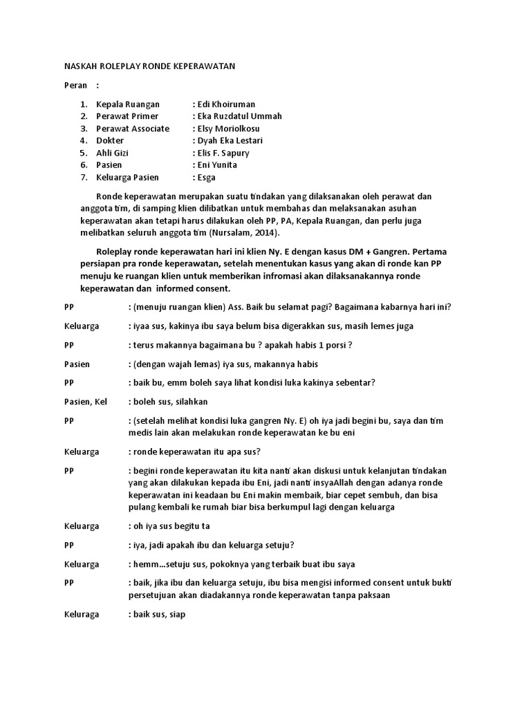 Naskah Roleplay Ronde Keperawatan | PDF