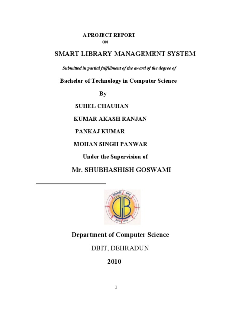 Smart Library Management System: Bachelor of Technology in Computer ...