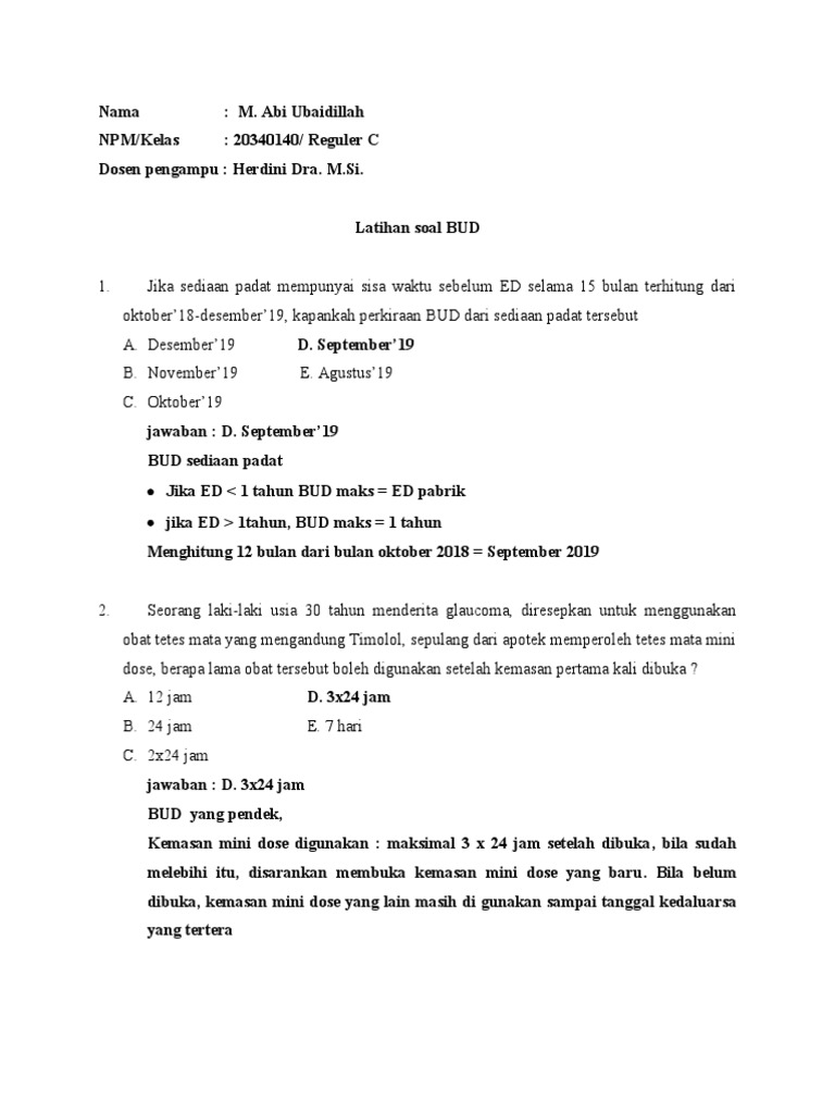 M. Abi Ubaidillah - CND - Latihan Soal BUD | PDF | Kesehatan Holistik