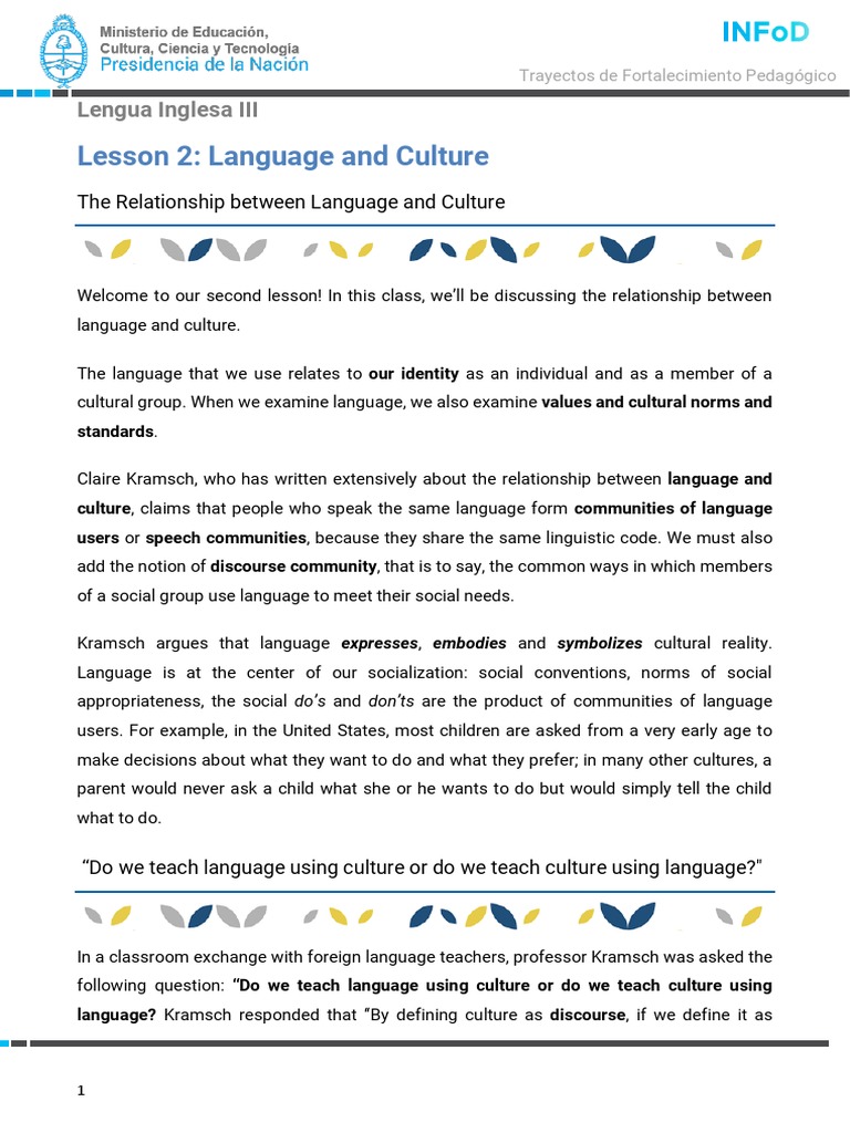 Language & Culture in Teaching | PDF