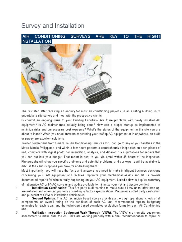 Air Conditioning Survey and Installation Guide | PDF