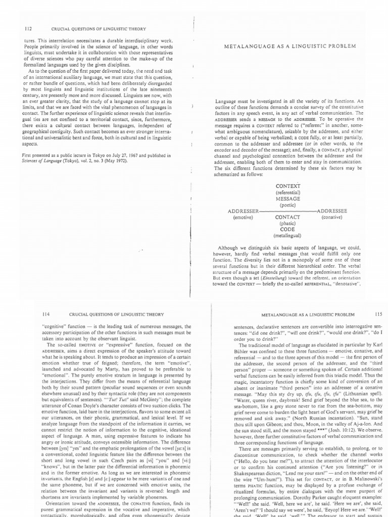 Metalingual and Phatic Functions in Language | PDF | Semantics ...