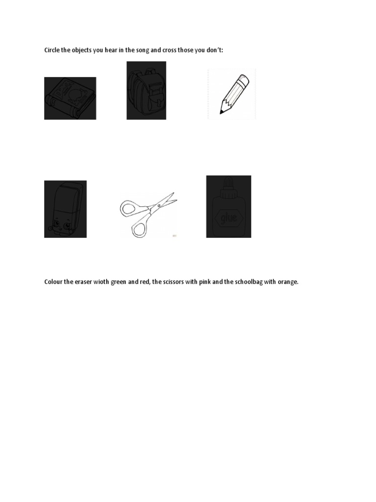School Supplies Worksheet | PDF