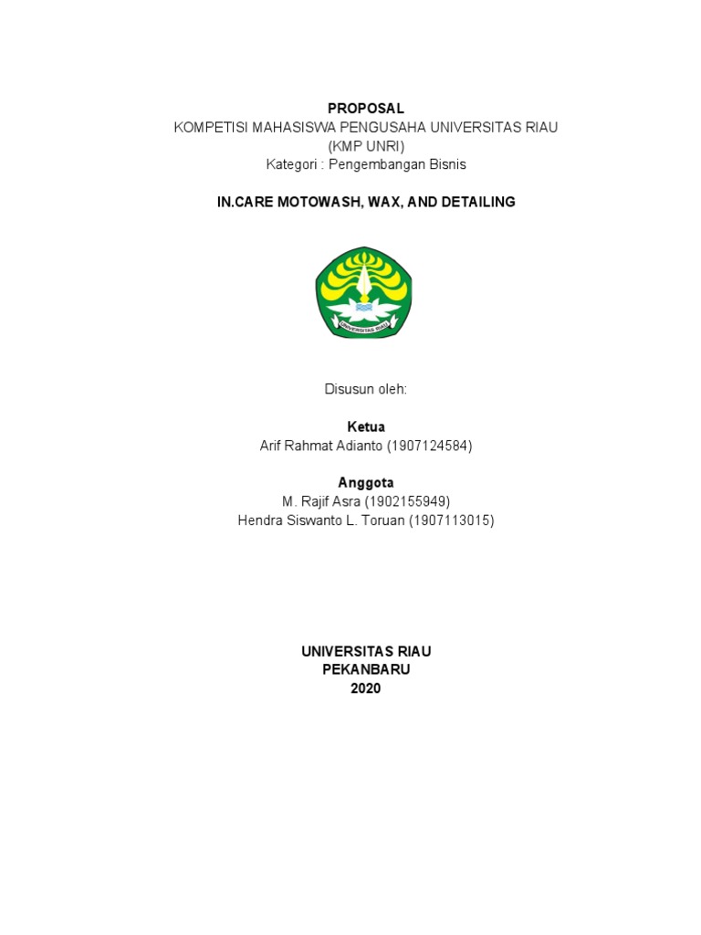 Proposal Arif Rahmat Adianto in - Care Motowash | PDF | Bisnis