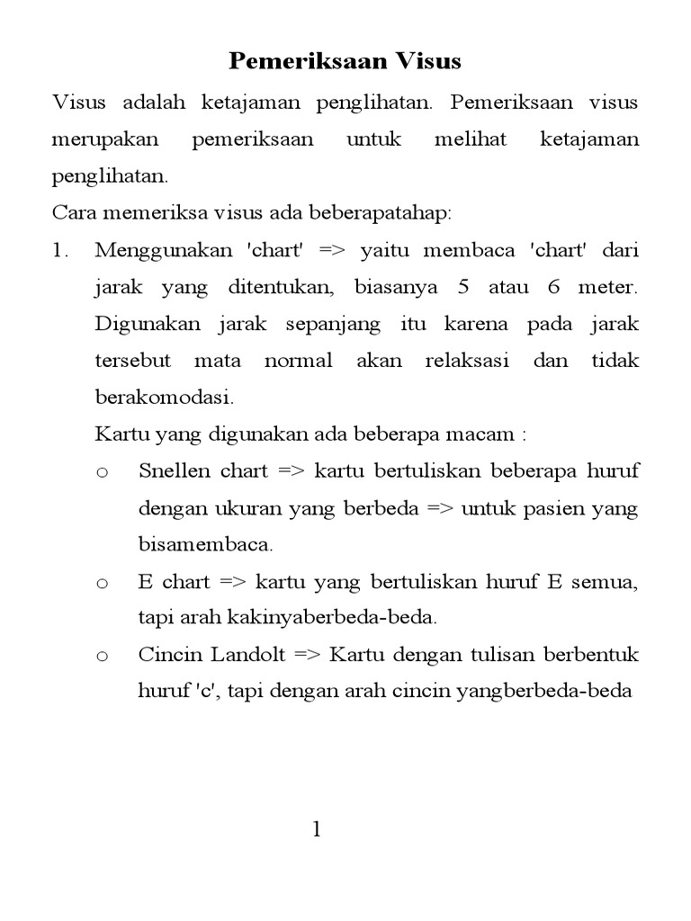 Pemeriksaan Visus | PDF