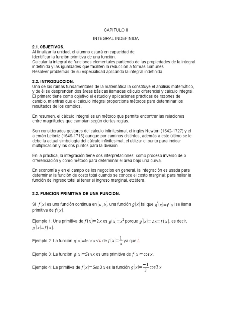 Integral Indefinida: Conceptos y Ejercicios | PDF | Integral | Cálculo