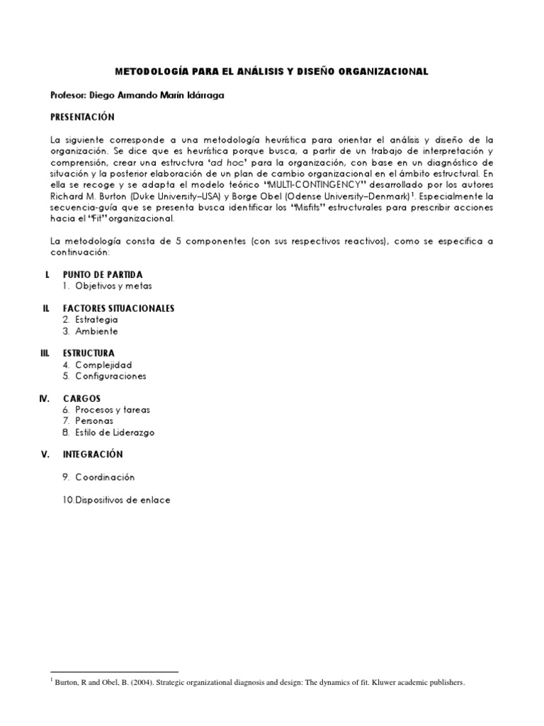 Metodolog¡a de An Lisis y Dise o Organizacional | PDF | Negocios
