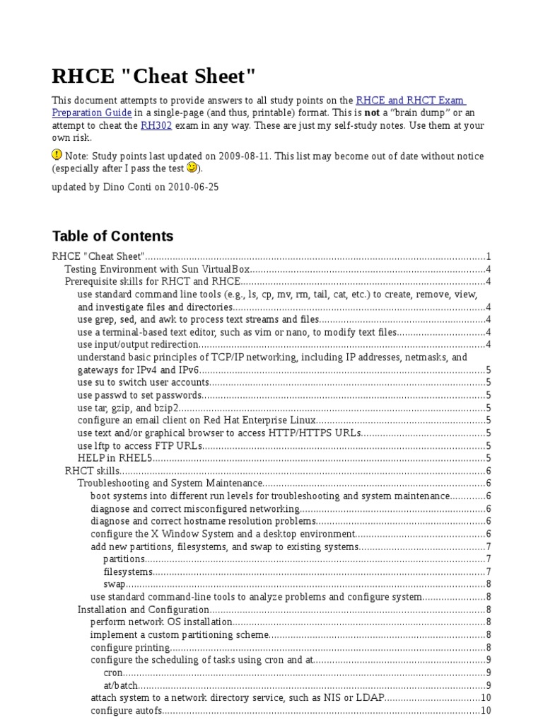 RHCE Cheat Sheet | PDF | File Transfer Protocol | Firewall (Computing)