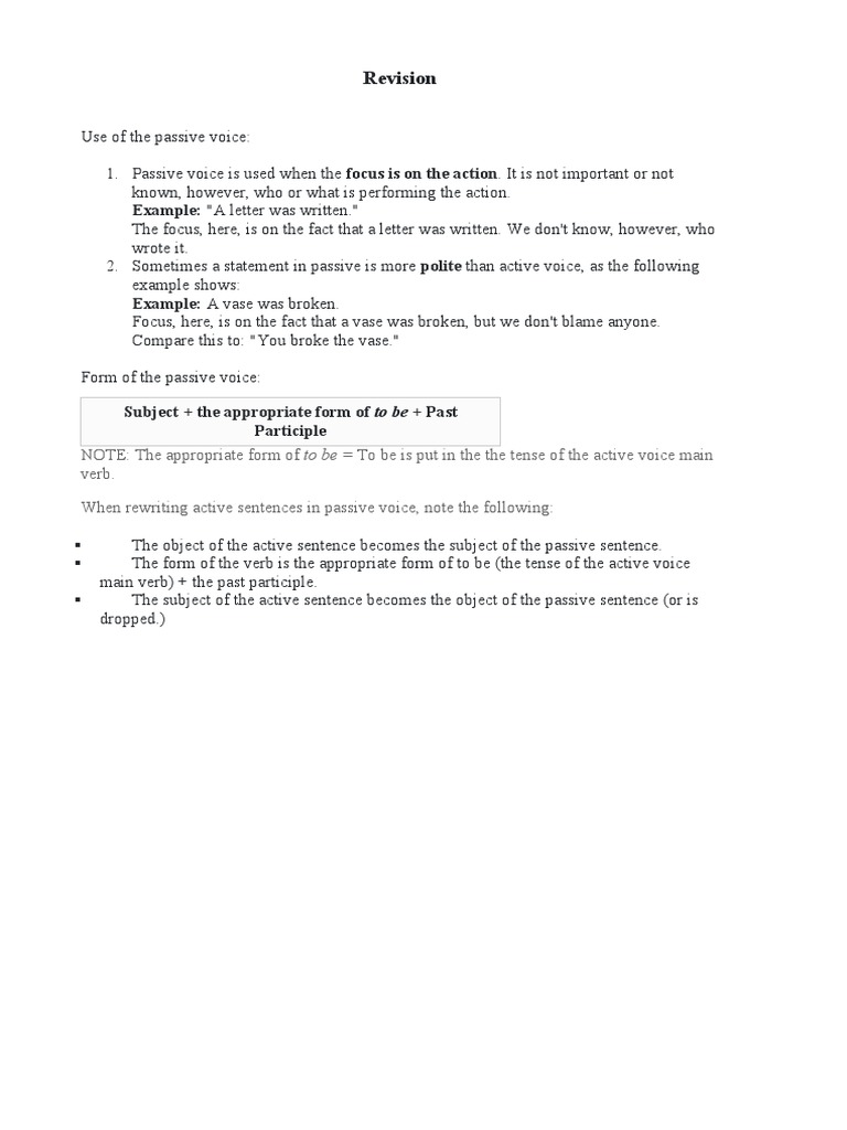 Understanding Passive Voice Usage | PDF