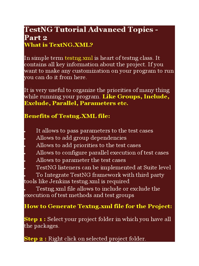 TestNG Tutorial Advanced Topics3 | PDF