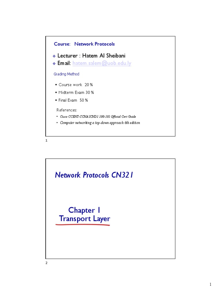 Network Protocols Course Syllabus: Transport Layer Protocols, Services, and Fundamentals | PDF ...