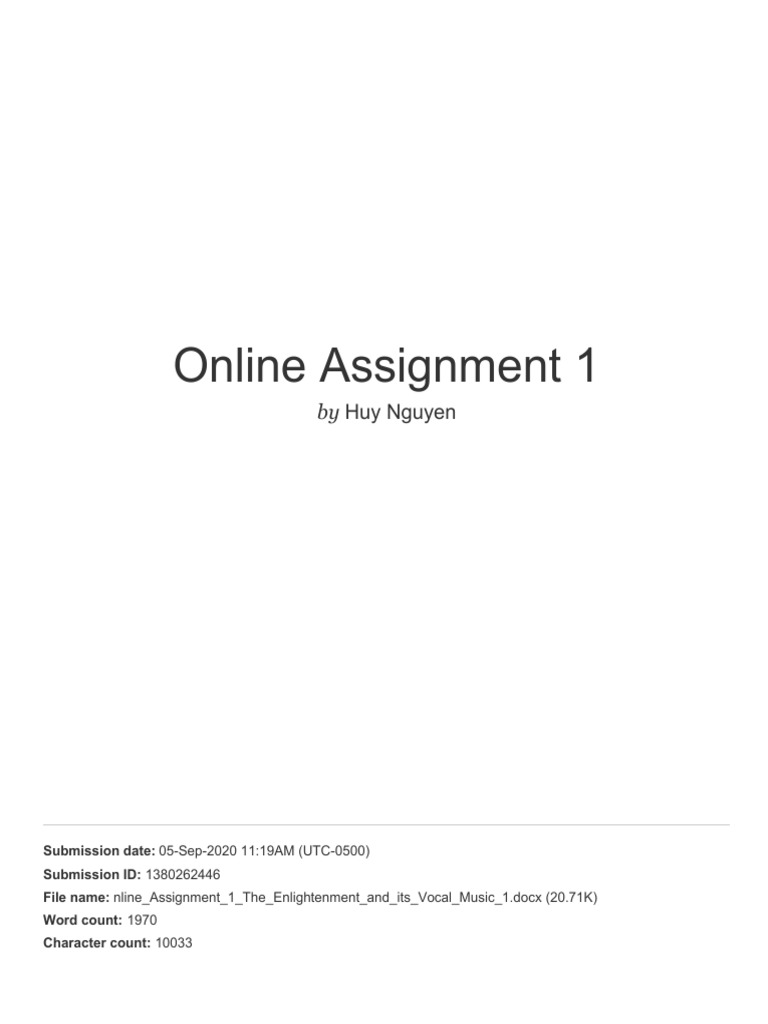 Online Assignment 1 | PDF | Performing Arts | Classical Music