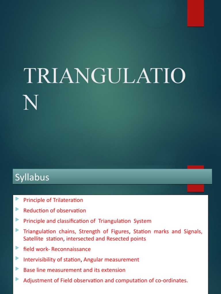 Triangulation Survey Principles and Methods | PDF | Surveying | Triangle