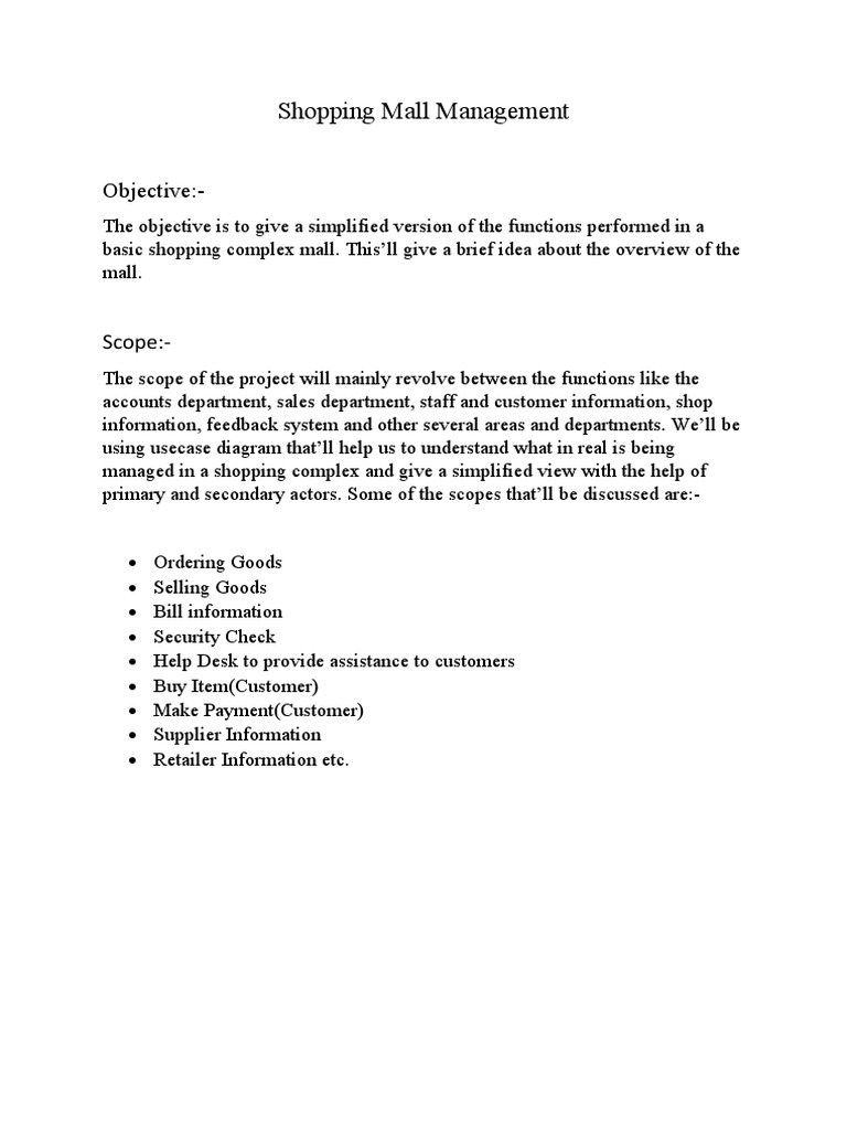 Shopping Mall Management | PDF