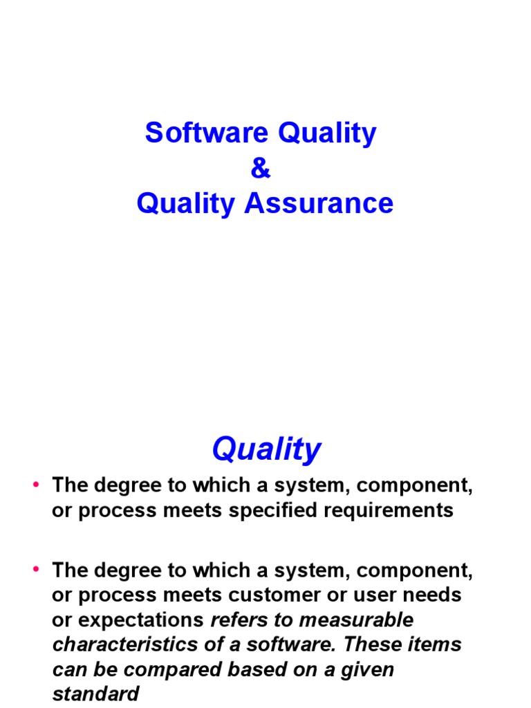 Software Quality & Quality Assurance | PDF | Quality Assurance ...