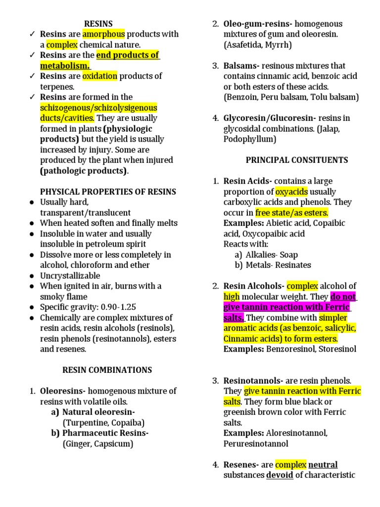 Comprehensive Guide to Resins | PDF