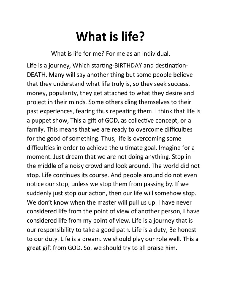 What Is Life For Me? For Me As An Individual | PDF