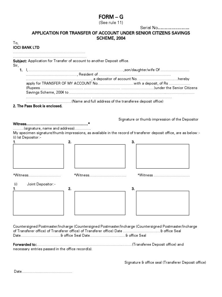SCSS Transfer Form-G | PDF | Financial Services | Government