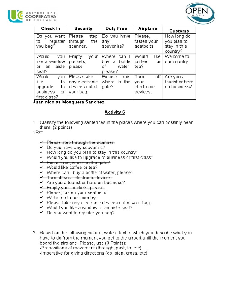 Activity 6 Nicolas M | PDF | Baggage