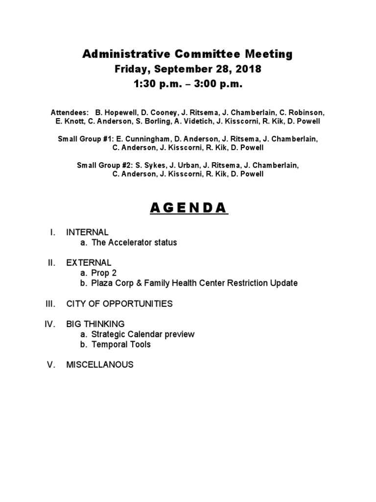 Agenda: Administrative Committee Meeting | PDF