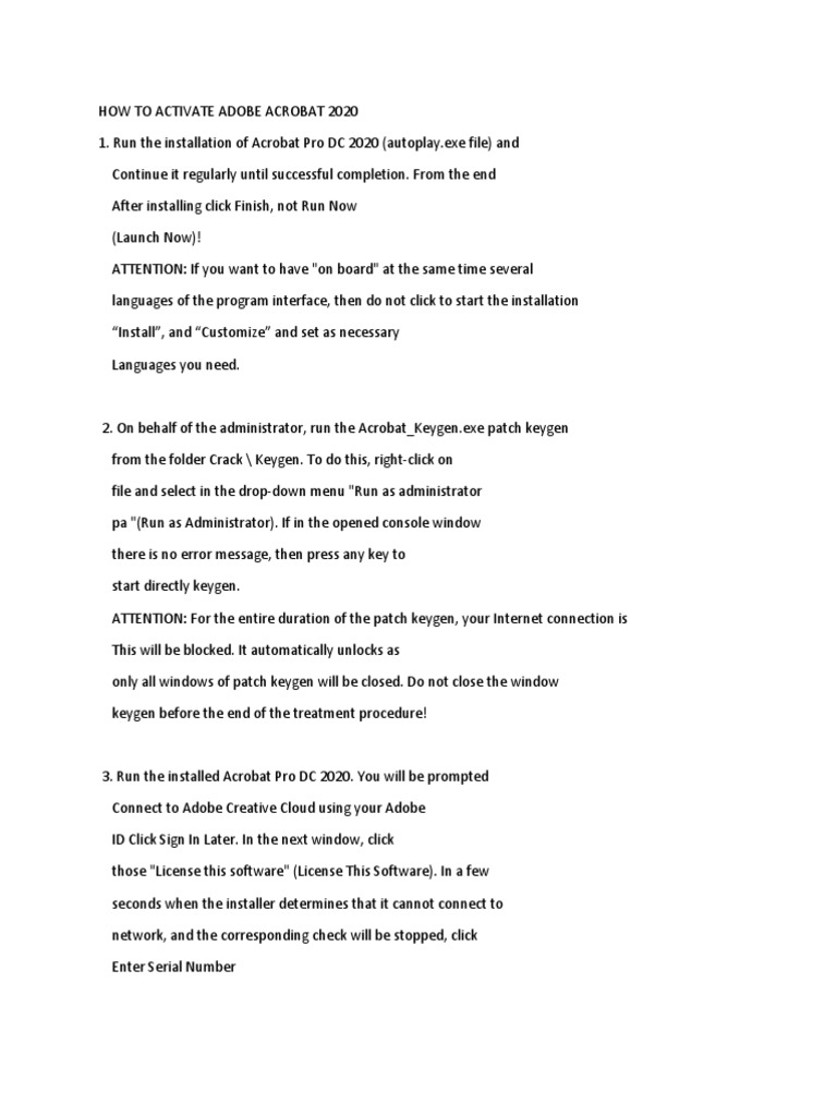 How To Activate Adobe Acrobat 2020 | PDF | Microsoft Windows | System ...