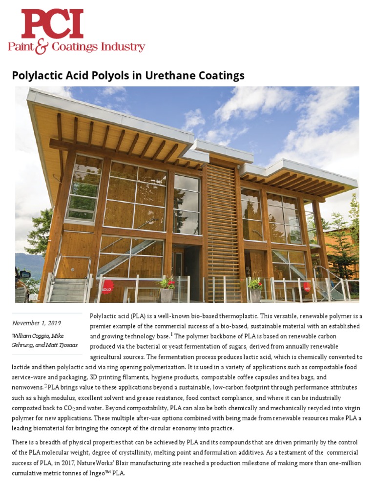 Polylactic Acid Polyols in Urethane Coatings - 2019-11-01 - PCI ...