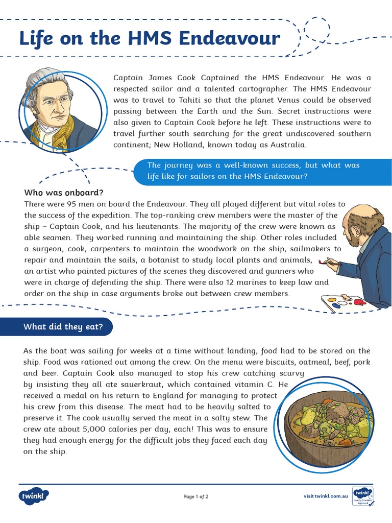 Life Aboard the HMS Endeavour | PDF | James Cook | Water Transport