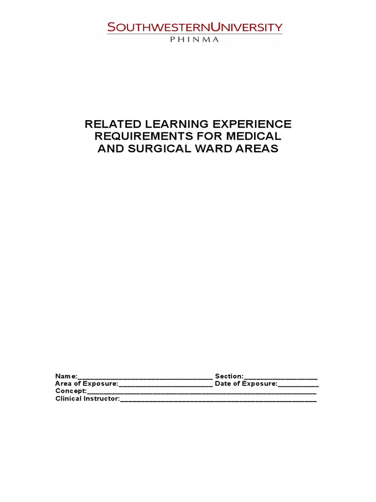 Related Learning Experience Requirements For Medical and Surgical Ward ...