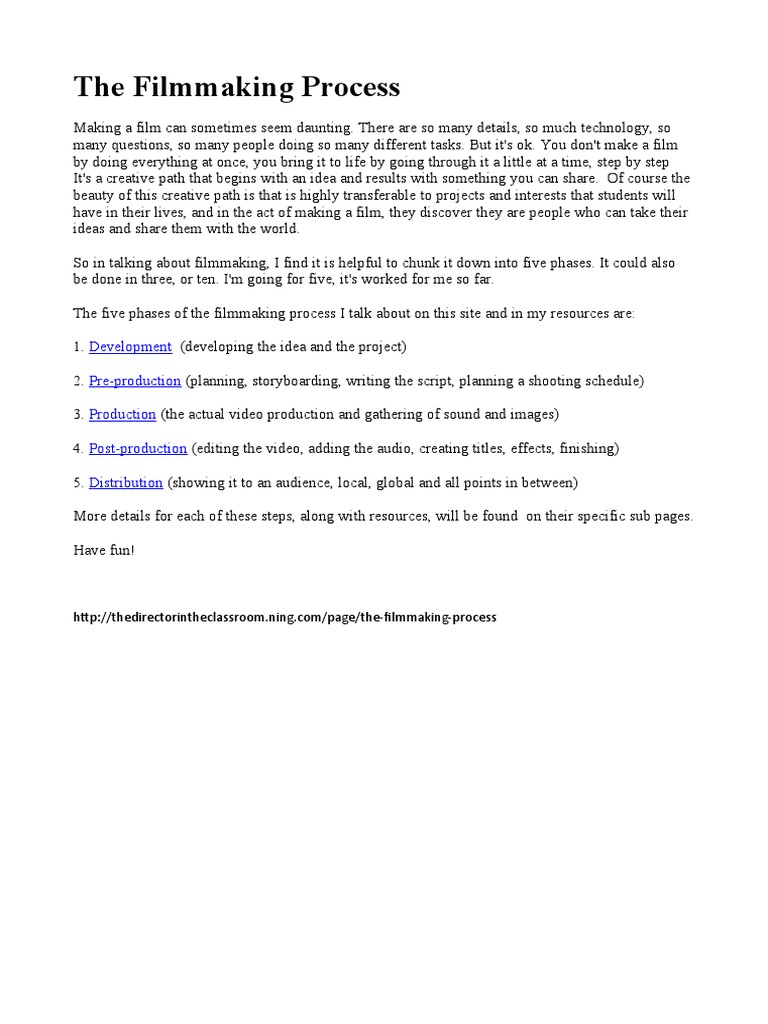 The Filmmaking Process | PDF