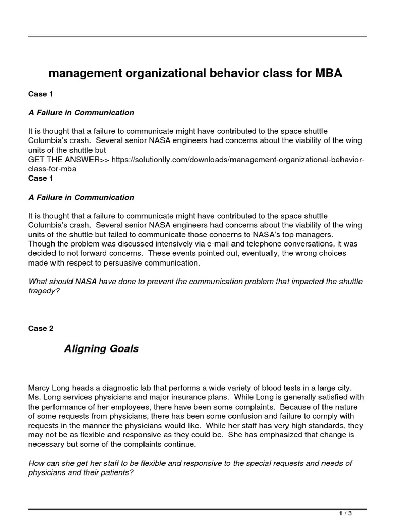 Management Organizational Behavior Class For Mba | PDF | Space Shuttle ...