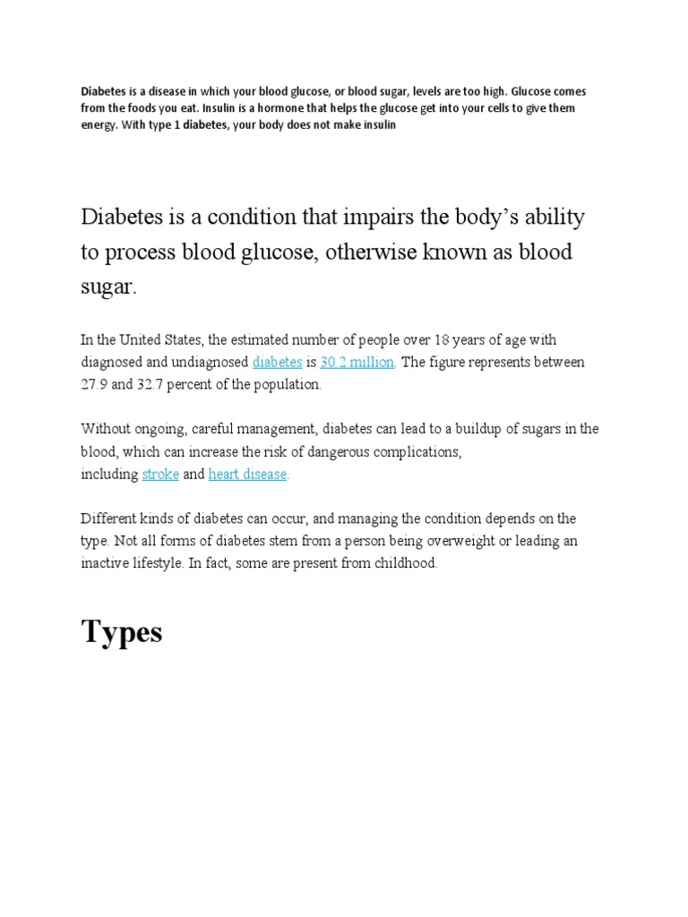 Diabetes SHORT INFO | PDF | Self-Improvement | Wellness