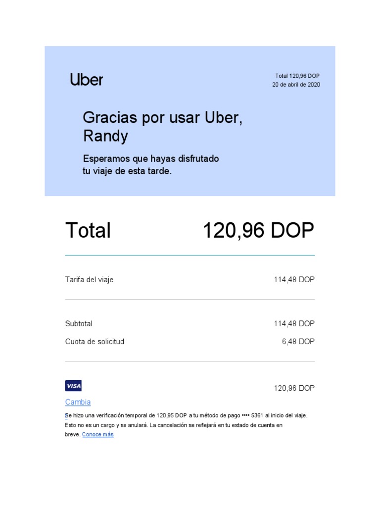 Recibo de Uber | PDF